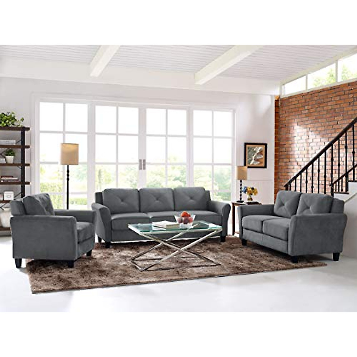 Lifestyle Solutions Harrington Sofa in Grey, Dark Grey