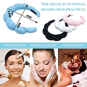 S-SNAIL-OO 3PCS Spa Headband for Women - Sponge & Terry Towel Cloth Fabric Head, Creative Handmade Twist Sponge Headband, New Headwear for Skincare, Face Washing (Pink&Green&Blue)