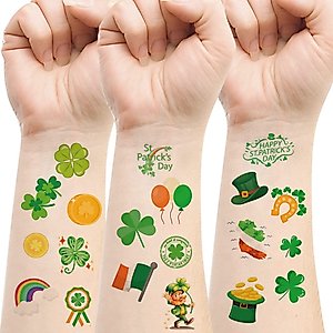 168 PCS St Patricks Day Tattoos Stickers Shamrock Tattoos Temporary Stickers Irish Tattoos Stickers for St. Patricks Day Parade Party Favors Decorations