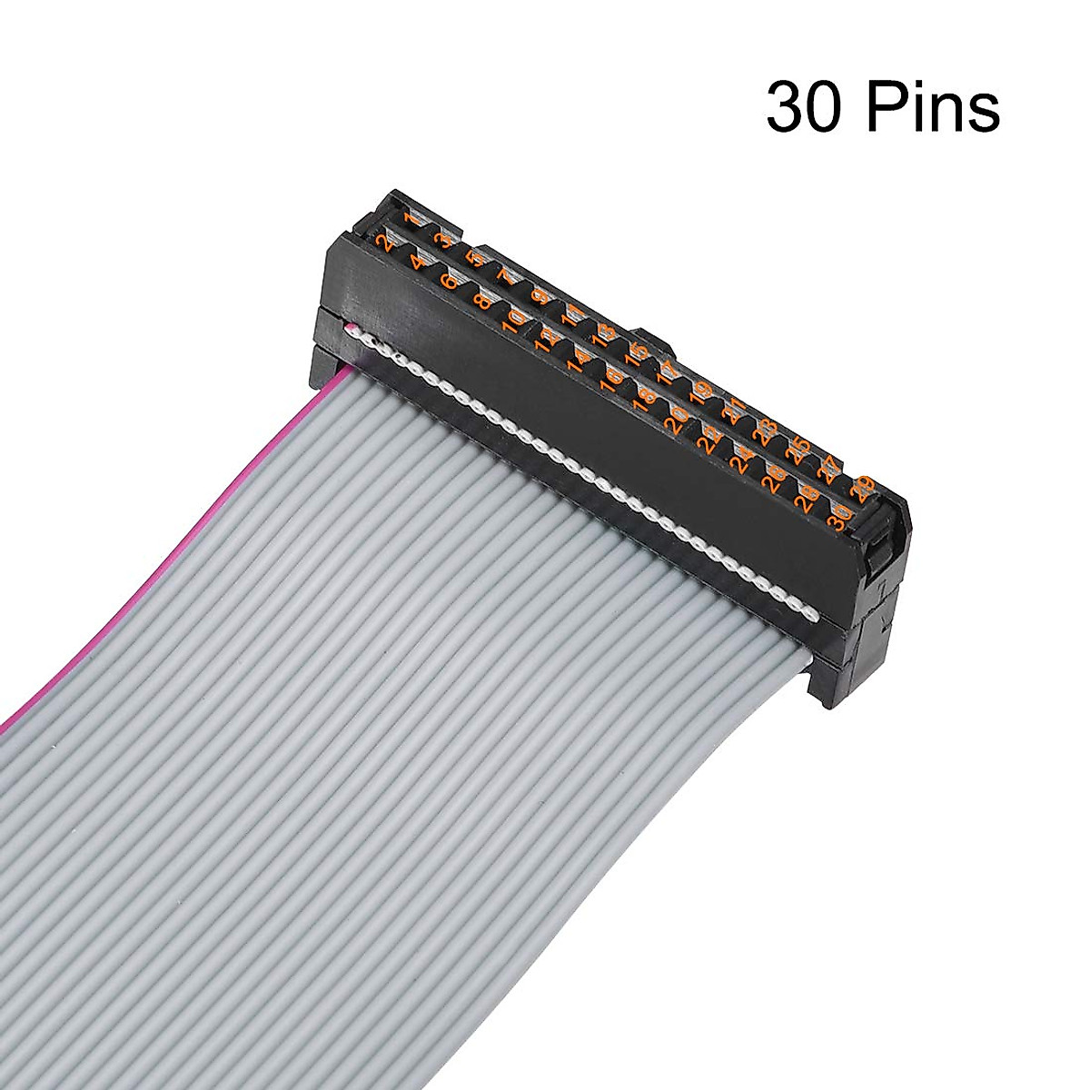 uxcell IDC Wire Flat Ribbon Cable FC/FC Connector A-Type 30 Pins 2.54mm Pitch 1m Length Gray