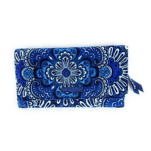 Vera Bradley RFID Wallet Crossbidy Blue Tapestry Quilted Cotton