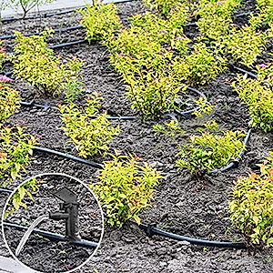 100 Pack 1 GPH Flag Irrigation Dripper Emitter 4L/H Garden Irrigation Drip Emitters Irrigation Emitter Flag Dripper Drip Irrigation Connect 4mm/7mm Hose for Home Garden Trees Herbs (Black)