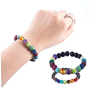 VILLCASE 1 Set 600pcs Crystals Beads Girls Crafts Colorful Necklace Lucky Charms Necklace Making Kit Beads for Bracelets Lava Stone Beads Kit String Beads Set DIY Jewelry Accessories Beaded