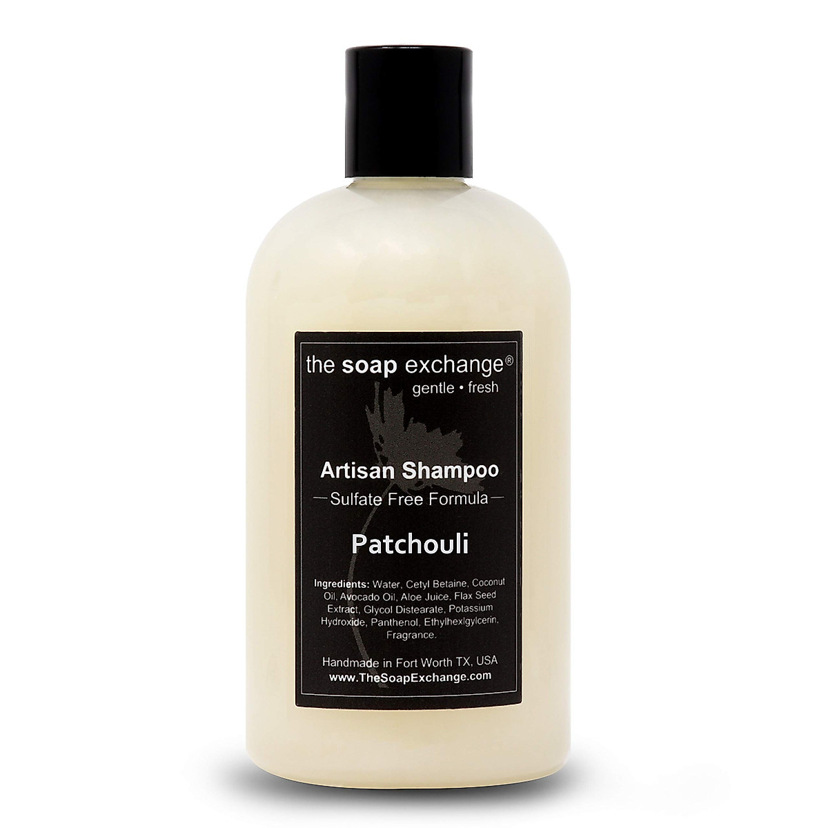 The Soap Exchange Hair Shampoo - Patchouli Scent - Hand Crafted 12 fl oz / 354 ml Natural Artisan Hair Care, Gentle, Sulfate & Paraben Free, Cleanse, Moisturize, & Protect. Made in the USA.