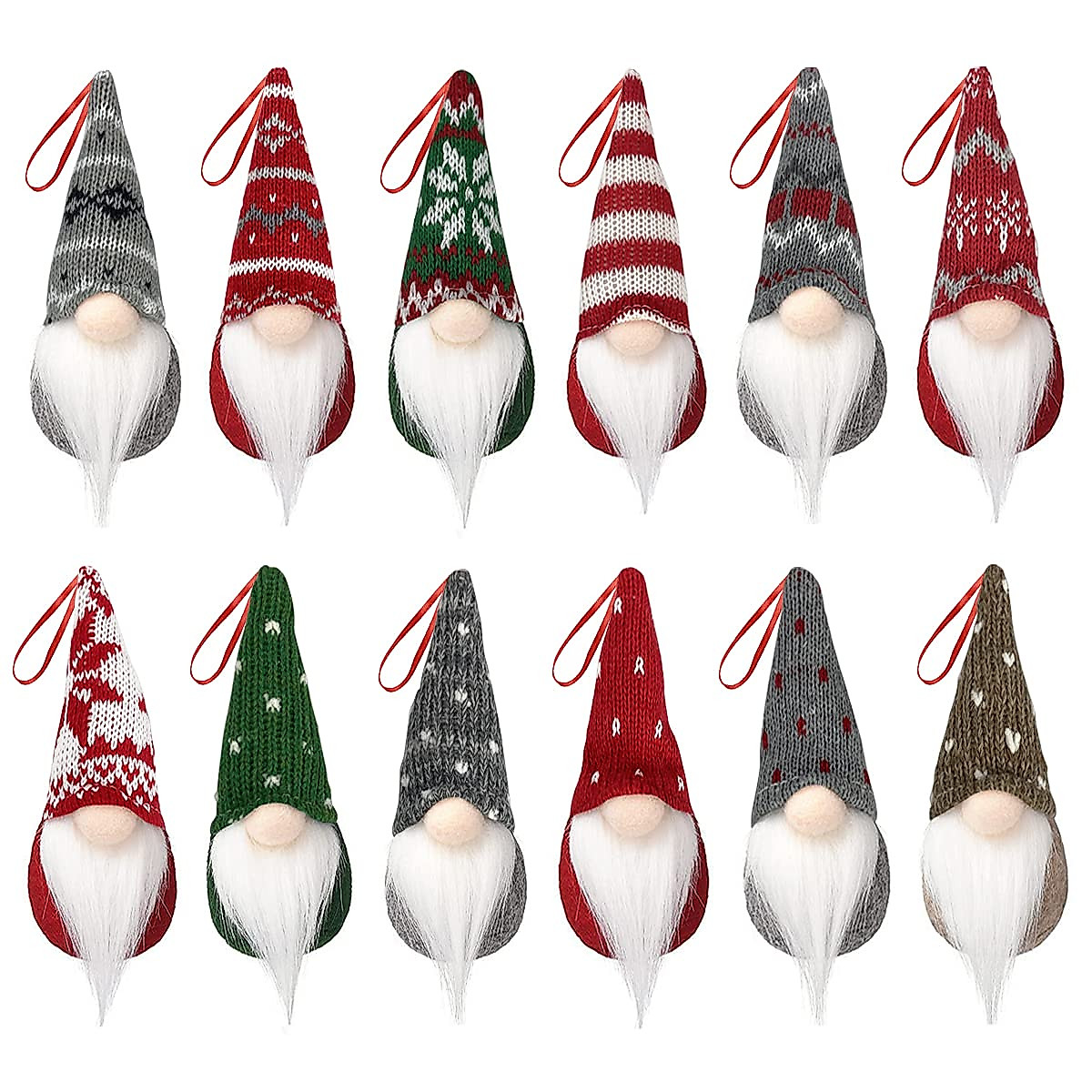 Jofan 12 Pack Christmas Ornaments Hanging Christmas Gnomes for Christmas Tree Decorations Home Christmas Decor