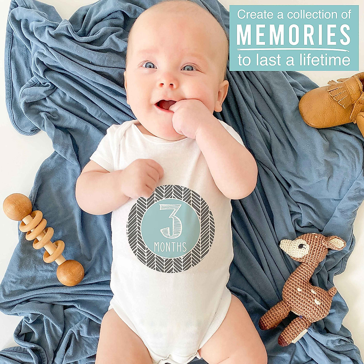 16 Monthly Baby Milestone Stickers Boy - Blue Baby Monthly Milestone Stickers for Baby Boy, Milestone Baby Monthly Stickers, Baby Month Stickers for Baby Photo Props, Monthly Baby Stickers Boy