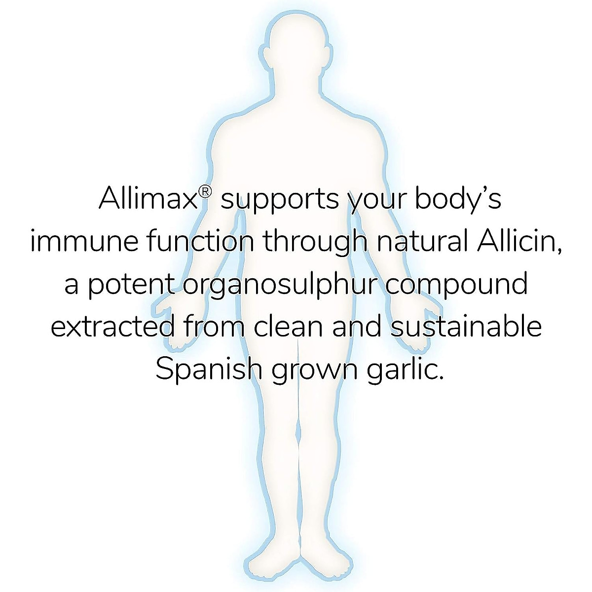 ALLIMAX 180mg 90 Capsules. Allicin Garlic Supplement to Support Your Body’s Immune Function. Contains Stabilized and Potent Bioactive Allicin, Extracted from Clean & Sustainable Spanish Grown Garlic.