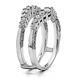 TwoBirch Sterling Silver Vintage Ring Guard with Filigree Designs With Cubic Zirconia (0.71 ct.) (sterling-silver, 9)