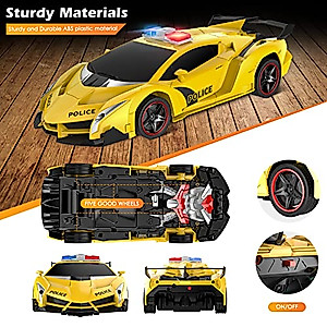 Febyhim Remote Control Car, Transform Robot RC Car with One-Button Transforming 360 Degree Rotation Drifting, 1:18 Scale Police Car Ideal Xmas and Birthday Gift Toys for 8+ Year Old Boys/Girls