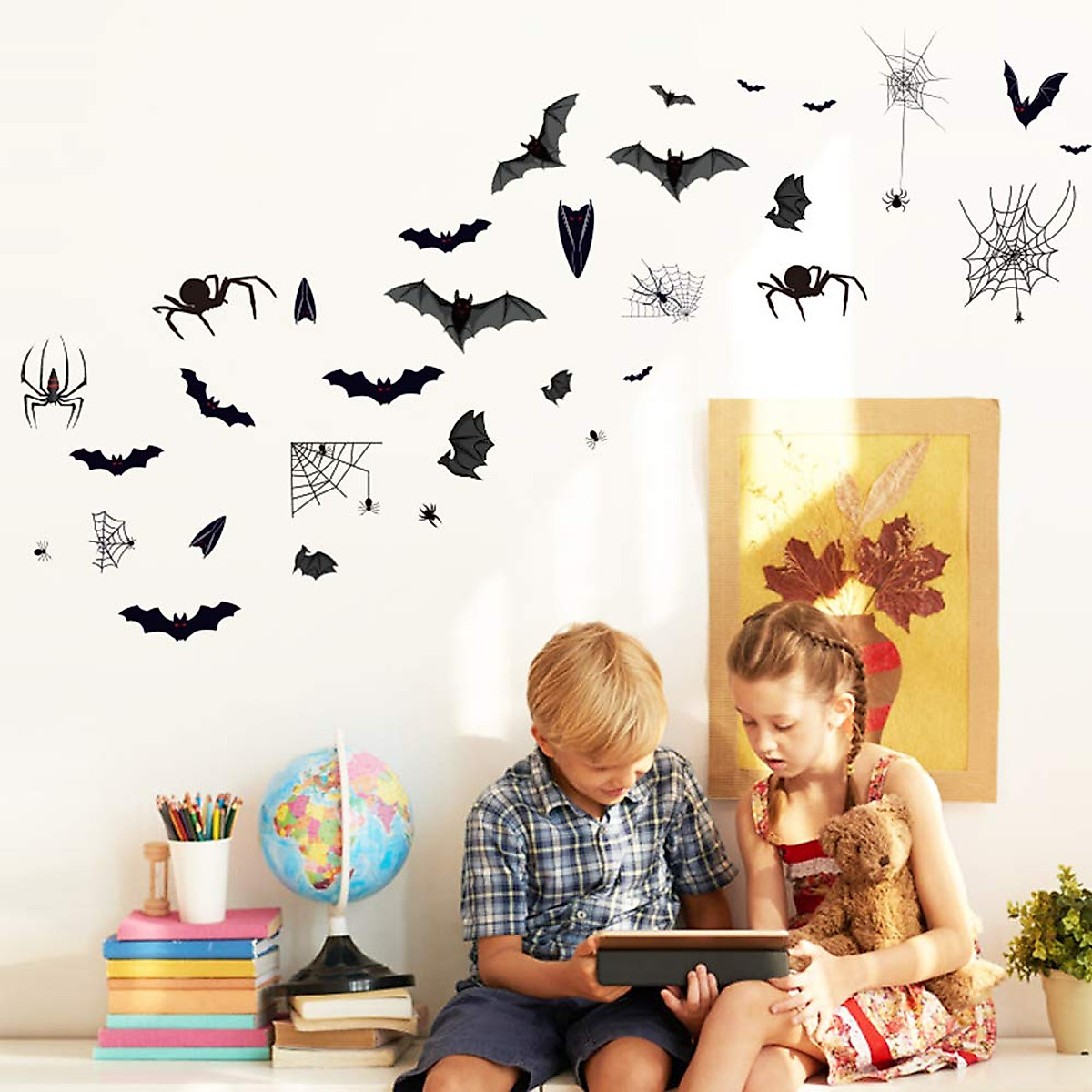 112 PCS Halloween Bat Spider Wall Stickers Decals for Halloween Party Decoration Supplies