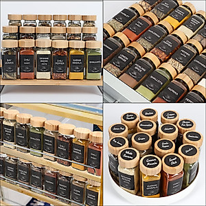 36pcs 4oz Spice Jars with Bamboo Lids, Glass Spice Jars with Labels, Empty Spice Containers Square Spice Bottles with Shaker Lids, Funnel, Chalk Pen and Brush