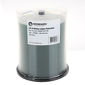 Microboards White Inkjet Printable 700mb/80min 52x CD-R - Quantity: 100