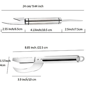 2 pcs Set Shrimp Deveiner Tool and Fish Scaler, 5 in 1 Multifunctional Shrimp Peeler, Fish Cleaner Knife, Stainless Steel Seafood Knives Kitchen Tool