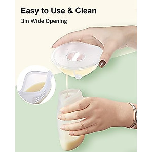 Lictin 5PCS Silicone Breastmilk Storage Bags, 8.5oz/250ml Reusable Breast Milk Storage Container, BPA-Free Self-Standing Milk Storing Bags for Breastfeeding, Leak-Proof Baby Food Storage Containers