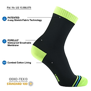 DexShell Essential Waterproof Socks Cotton Inner Hiking Walking Outdoor Recreation for Men and Women, Hi-vis Yellow, Ankle Unisex X Large