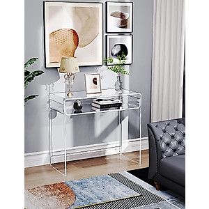solaround Acrylic Desk Laptop Study Table Home Office Console Table Entrance Table, 33.5'' x 15.7'' x 29.5'' (Clear)