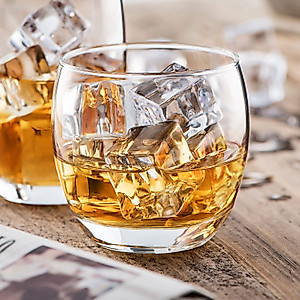 HISTORY COMPANY Original 1950s-Era “Roly Poly” Suburban Home Bar Whiskey Glass, 4.-Piece Set (Gift Box Collection)