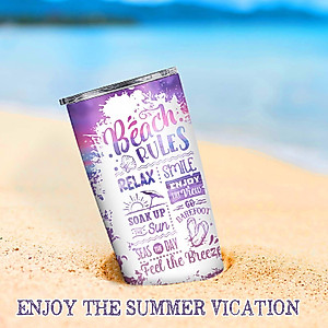 Rudicaxi Beach Tumbler Gifts for Women, Best Beach Themed Gift Ideas for Beach Lover, Beach Cup for Girls Friends Sister Daughter, Life is the Better at the Beach 20oz Stainless Steel Tumbler