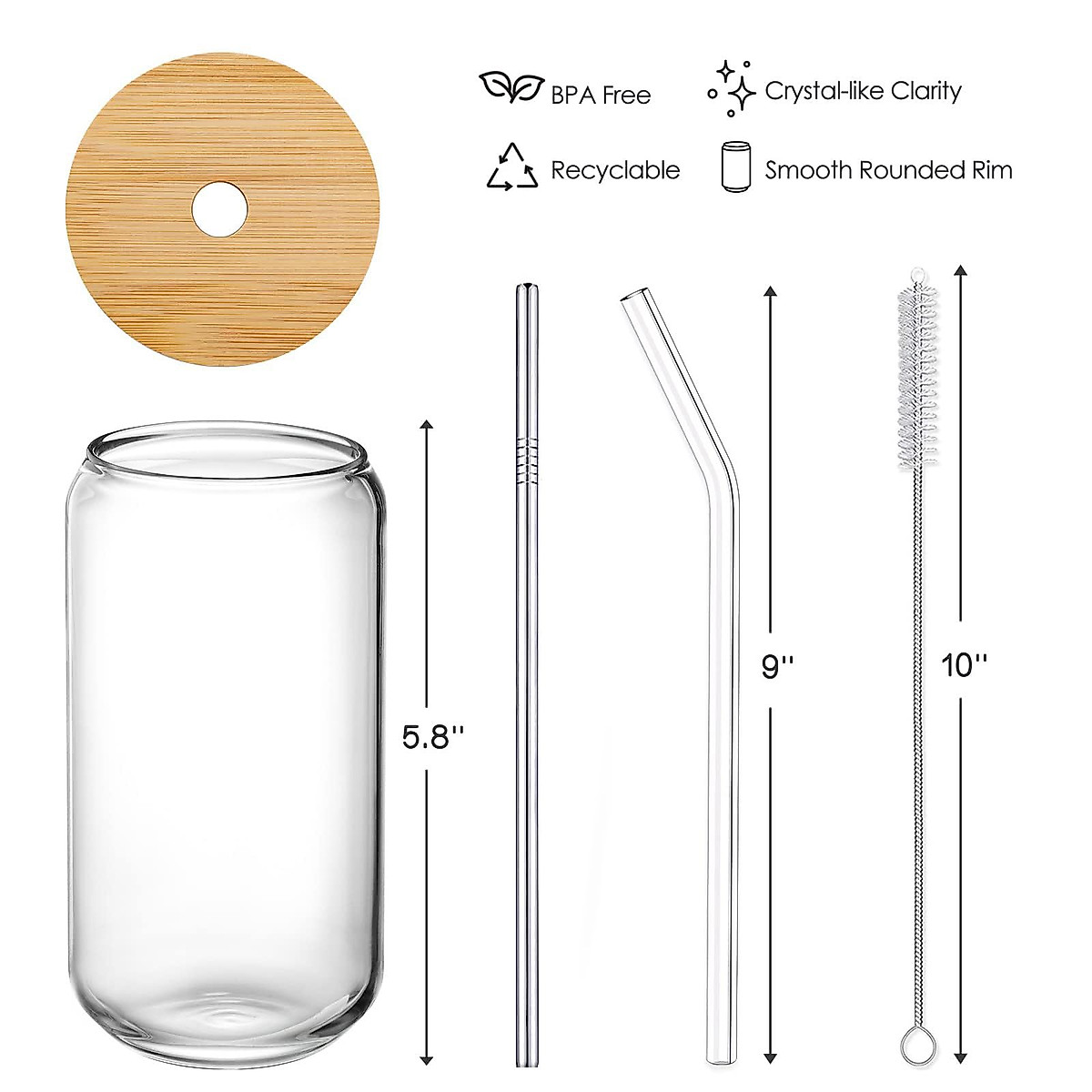 CHICKOR Coworker Leaving Gifts For Women - 16 Oz Glass Cups With Bamboo Lid And Glass Straws - Farewell Gifts, Good Luck Gifts For Coworkers, Colleagues, Boss - Going Away Gifts For Friends