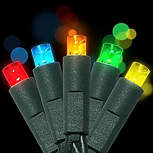 yongzhenlite UL Listed 50 Count 5MM Wide Angle Led Christmas Lights Set,Outdoor Mini Led String Lights for Garden Patio Tree Lighting Decoration,17 Feet Green Wire (Multi-Colored)