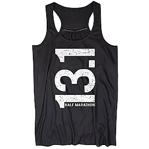 Gone For a Run 13.1 Half Marathon Vertical Flowy Racerback Tank Top | Running Tanks Black | Adult Small