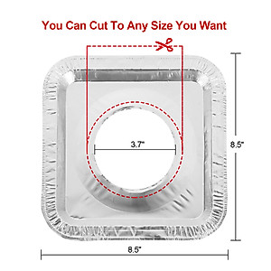 200 Pack Disposable Gas Burner Liners Square 8.5" Gas Stove Liners Stove Burner Covers Aluminum Foil Stove Burner Liners, Gas Range Top Protectors, Stove Top Covers For Gas Burners