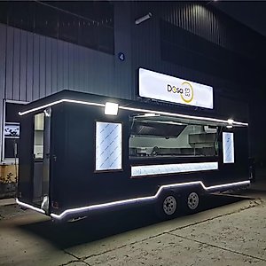 14.7FT MOBILE FOOD TRAILER, STREET FOOD TRAILER WITH CONCESSION WINDOW ATTRACTIVE FRONT DISPLAY, FULLY EQUIPPED FOR VENDING ON STREET FOR SALE