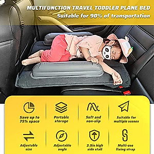 HATAK Toddler Airplane Bed, Multifunction Travel Toddler Plane Bed, Inflatable Bed for Airplane Kids, Suitable for Airplane, Car, High-Speed Rail, Necessary Airplane Bed for Toddler for Travel (Grey)