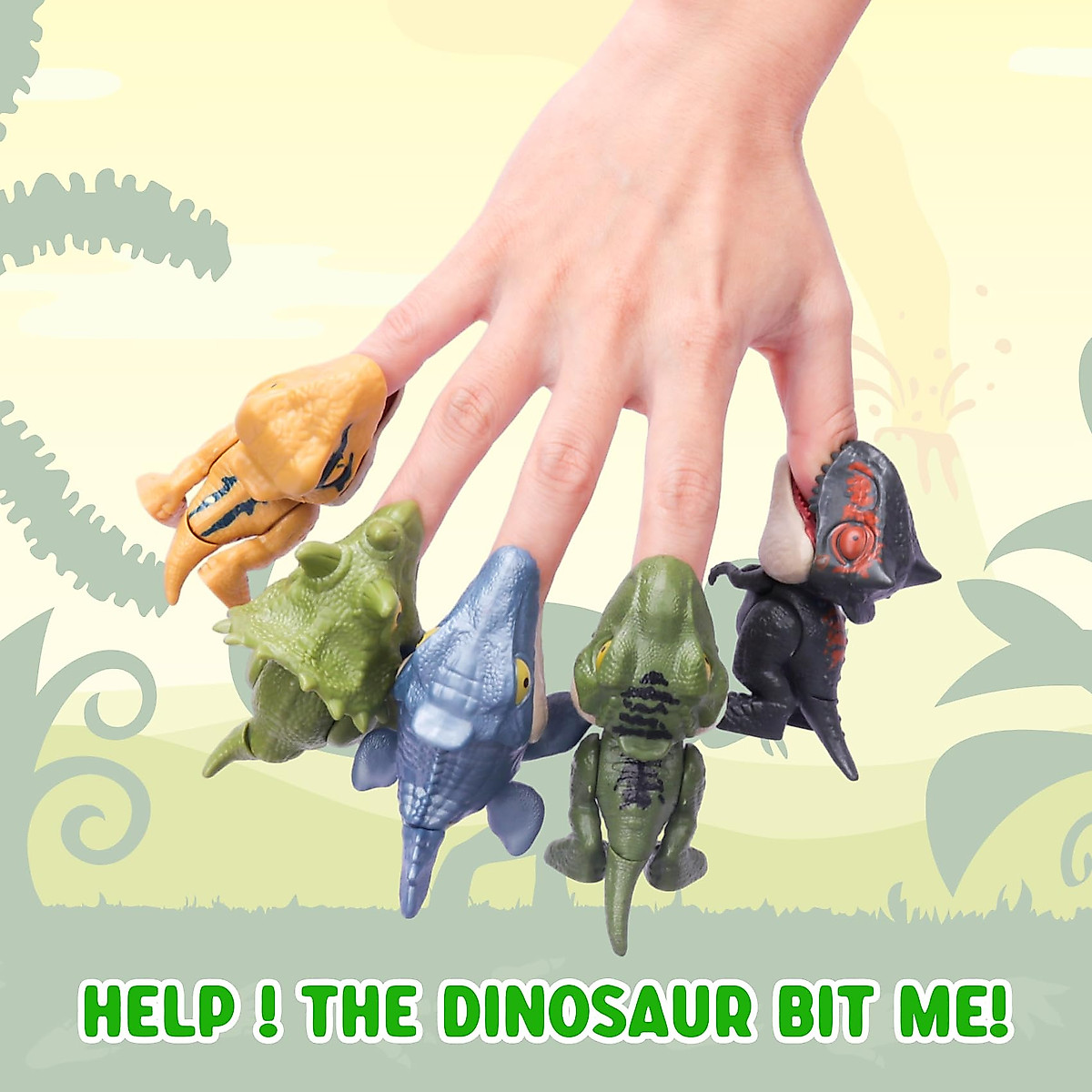Ledorr 6PCS Biting Finger Dinosaurs Toy Dinosaurs Collectibles for Display, Fun Snap Squad Dino Toys for 3+ Year Old Kids Birthday Gift Dino Party Gift Decorate for Kids Easter Eggs Filler