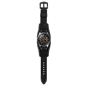 Balerion Cuff Genuine Leather Watch band,Compatible with Samsung Galaxy Watch 3 45mm, Galaxy Watch 46mm,Gear S3,Fossil Q Explorist,other Standard 22mm Lug Width Watch,Black