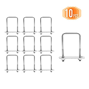 AGOOBO 10 Pack Square U Bolts, 304 Stainless Steel Tie Down U Bolt, Boat Trailer U Bolt (M6, W 1-3/8 x L 2-3/4 inch)