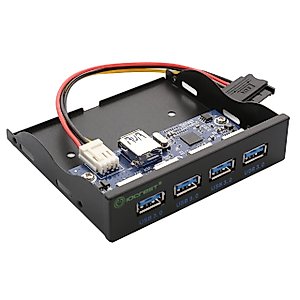 Syba Active 4 Port USB 3.0 Hub Panel for 3.5" Floppy Bay 19 Pin Header SATA Power SY-HUB20211