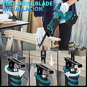 Cordless Reciprocating Saw with Rotated Handle, 2 x 6.0Ah Battery Brushless Power Reciprocating Saw with 12Pcs Blades, 28MM Reciprocating Stroke, Multiple Angles Cutting for Wood/Metal/PVC