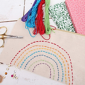 Threadart Canvas Pencil Pouch Black with Zipper For Organization, Small Tools, Makeup Organizer Bag - 100% Cotton Canvas Heavy Duty 7" x 9.25"