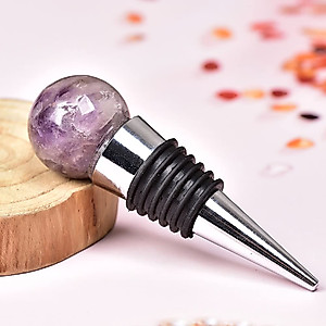 JIC Gem Amethyst Wine Stoppers, Decorative Crystal Wine Bottle Stoppers for Wedding, Holiday Party, Gift & Decoration 1pc