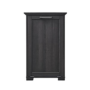 OLD CAPTAIN Wooden Tilt Out Trash Cabinet, Hidden Trash Can Kitchen Holds 10 Gallons (Dark Brown)
