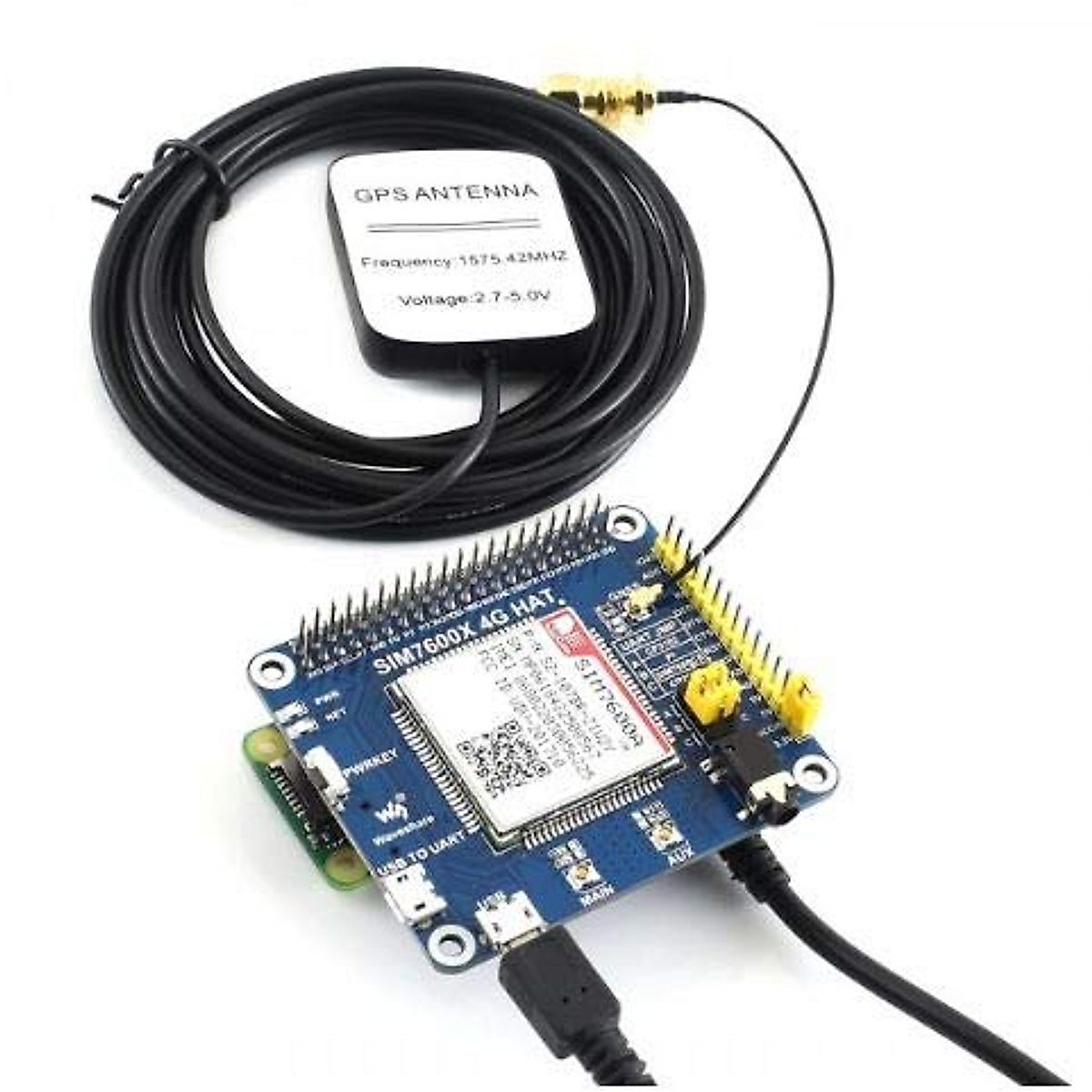 4G / 3G / GNSS HAT Module for Raspberry Pi Zero/Zero W/Zero WH/2B/3B/3B+ Based on SIM7600A-H, 4G Communication and GNSS Positioning Module Support LTE CAT4 up to 150Mbps for North America