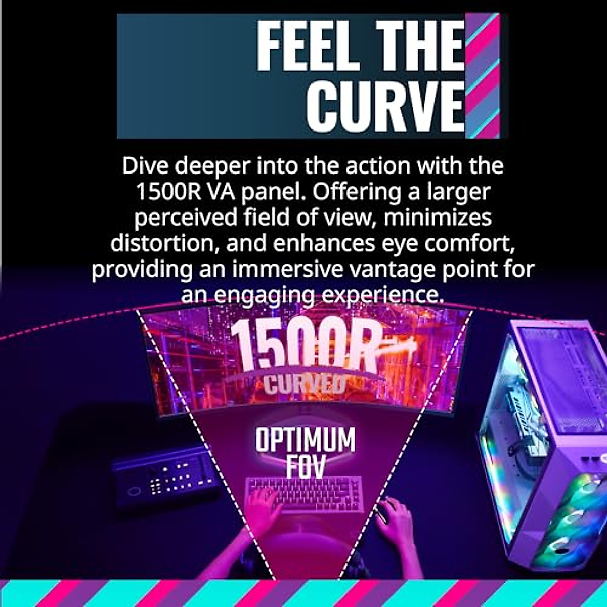 Cooler Master GM34-CWQA 34” ARGB Curved 144Hz VA QD Tech Ultra-WQHD 3440 x 1440 PC Monitor, 0.5ms (MPRT), Curve 1500R, FreeSync Premium, DP*1, HDMI2.0 * 2, USB C*1, VESA Mount (CMI-GM34-CWQA-US)