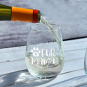 SHENDONG Fur Mama Glass Cat Dog Animals Lovers Gift for Mama Birthday Mothers Day Gifts for Animals Dog Cat Lovers Mama Mom from Daughter Son with Gift Box Thicken 15 Ounce White