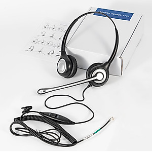 Phone Headset RJ9 with Microphone Noise Cancelling & Volume Controls, Office Telephone Headset Compatible with Polycom Plantronics Avaya ShoreTel Toshiba Digium Nortel Landline Phones, Clear Calls
