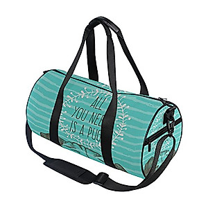 ALAZA Vintage Cute Pug Quote Sports Gym Duffel Bag Travel Luggage Handbag for Men Women