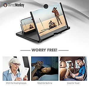 Phone Screen Magnifier with Screen Cleaning Cloth - Premium Screen Magnifier for Cell Phone - HD Phone Magnifier Screen - 3D Cell Phone Screen Magnifier - Cell Phone Accessories for All Ages