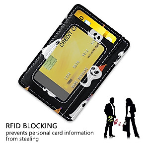 susiyo Cute And Scary Halloween Ghost Slim Minimalist Wallets Rfid Blocking Card Wallets PU Leather Front Pocket Wallets for Men and Women