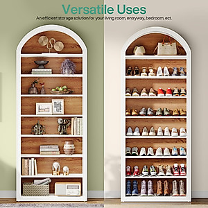Tribesigns 78.7" Tall Arched Bookshelf, Modern White Arched Bookcase with Storage Shelves, 8-Tier Floor Standing Wood Open Display Shelving Unit for Living Room, Bedroom, Home Office (1)