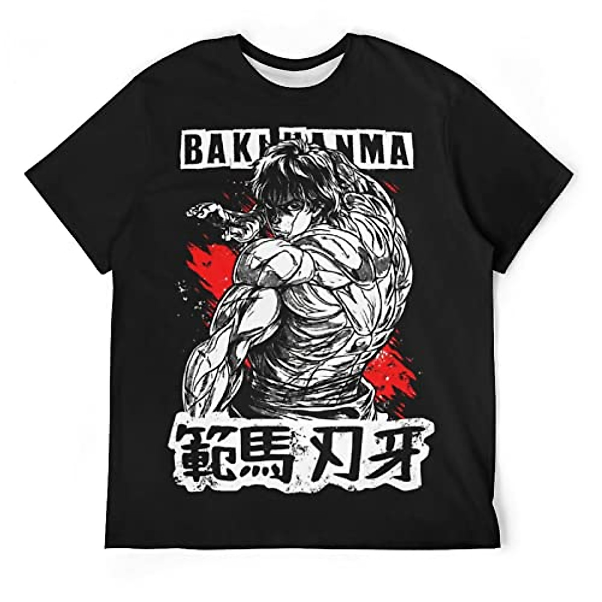 Baki The Grappler Men's Novelty Casual T-Shirt Cartoon Fashion Short Sleeve Crewneck Athletic Tee Unisex Funny Tops L