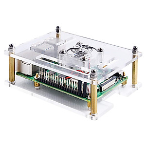 GeeekPi Acrylic Case for Raspberry Pi 4 Model B & Raspberry pi 3 Model B+, Pi Case with Cooling Fan and 7PCS Heatsinks for Raspberry Pi 4 Model B/Pi 3B+/ Pi 3B/ 2B (Clear)