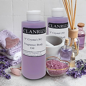 CLANRIZA V' Crystal Natural Fragrance Body Oil - Pure & Natural Long-Lasting Perfume Oil for Women - Scented Body Oil for Skin - All-Day Fragrance & Body Care - 4 Fl Oz