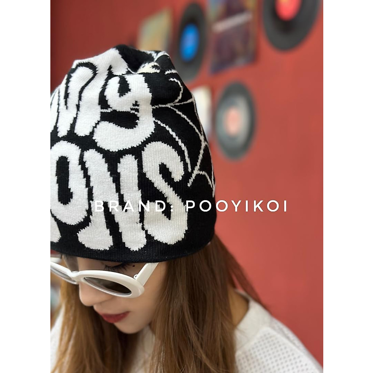 Pooyikoi Knitting Hat Men Women Quality Cap Warm Cap Harajuku Beanie Gothic Spider Pattern Wool Acrylic Y2k Knitted Hat Black Brown