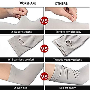 Vorshape 2 & 4 Pairs Sun Protection Arm Sleeves With Thumb Holes for Men & Women, White & Grey