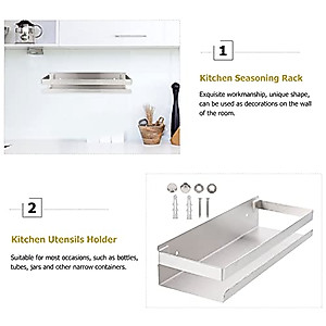 DOITOOL Wall Floating Shelves Floating Shelves Stainless Wall Mount Floating Shelves Kitchen Seasoning Rack Kitchen Storage Shelf Steel Wall Mounted Shower Storage Holder